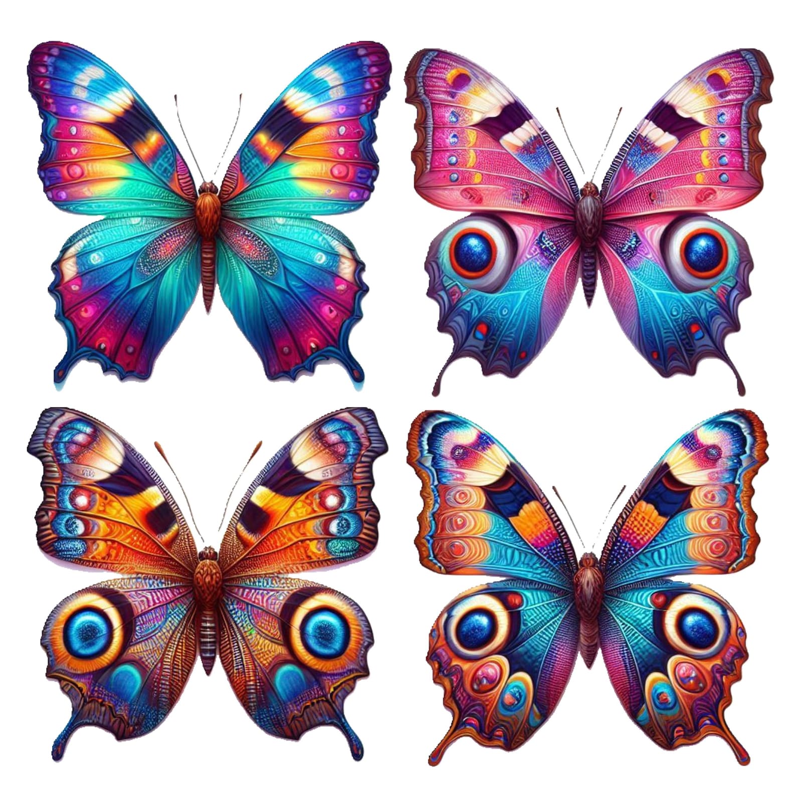 Colorful Butterflies Clip Art - 2400 X 2400 Px - 7 PNGS- 28 Butterflies ...