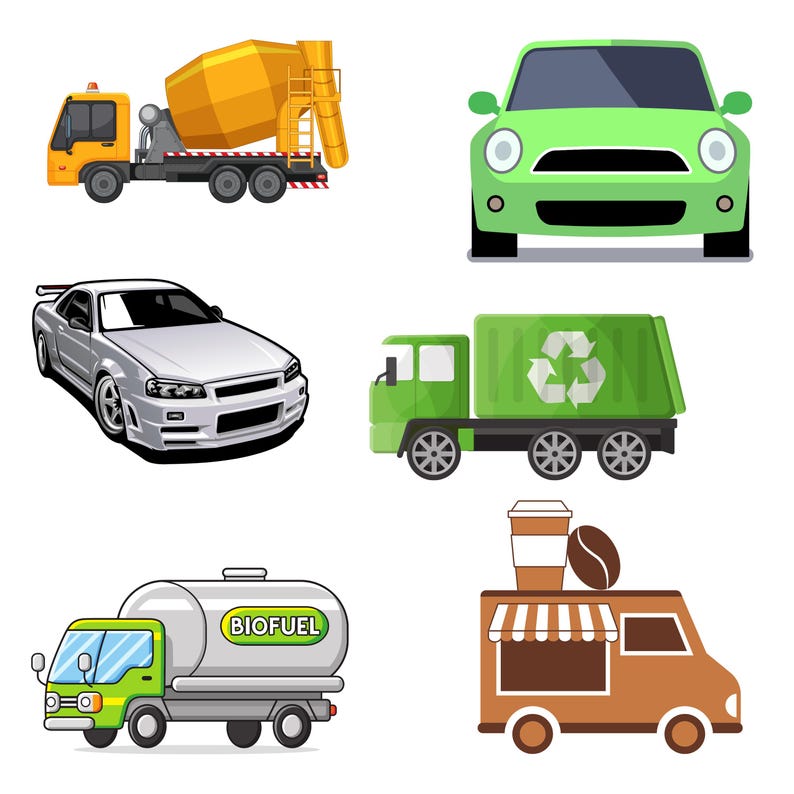 Cars and Trucks Clip Art Set 1 5 PNG Files - Etsy
