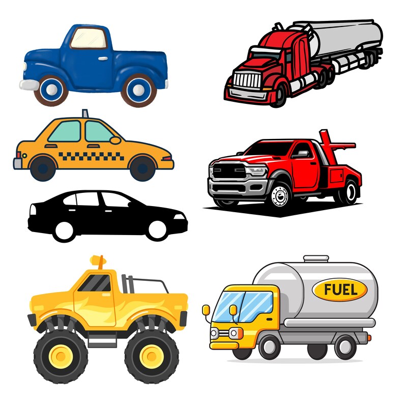 Cars and Trucks - Clip Art - Set #1- (5 PNG Files) - Etsy Australia