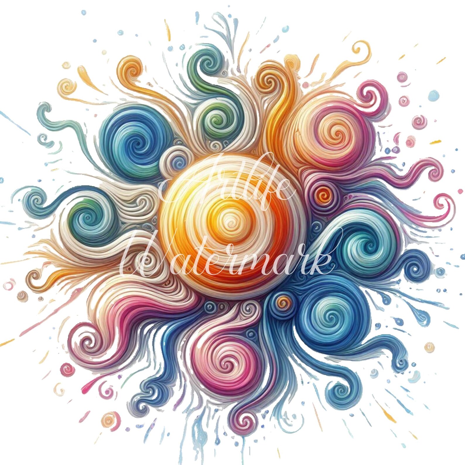 Swirl Sun Clip Art Set 2 10 PNG Files 2400 X 2400 Px - Etsy