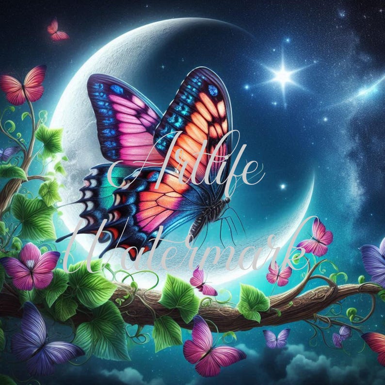 Butterflies in Moonlight - Clip Art - Set #2- (10 PNG Files) - Etsy