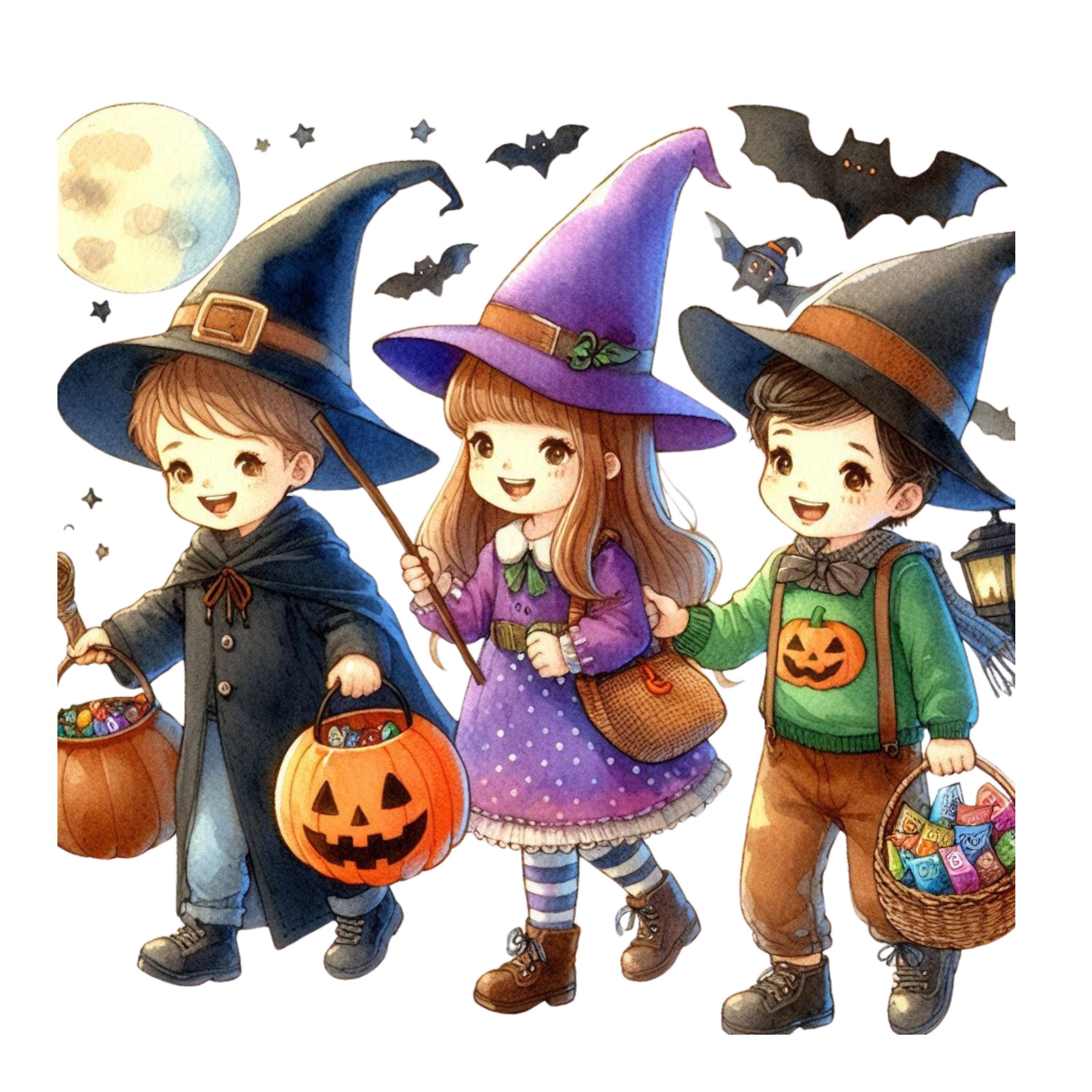 Halloween Trick or Treat Clip Art 5 PNG Files 01 - Etsy