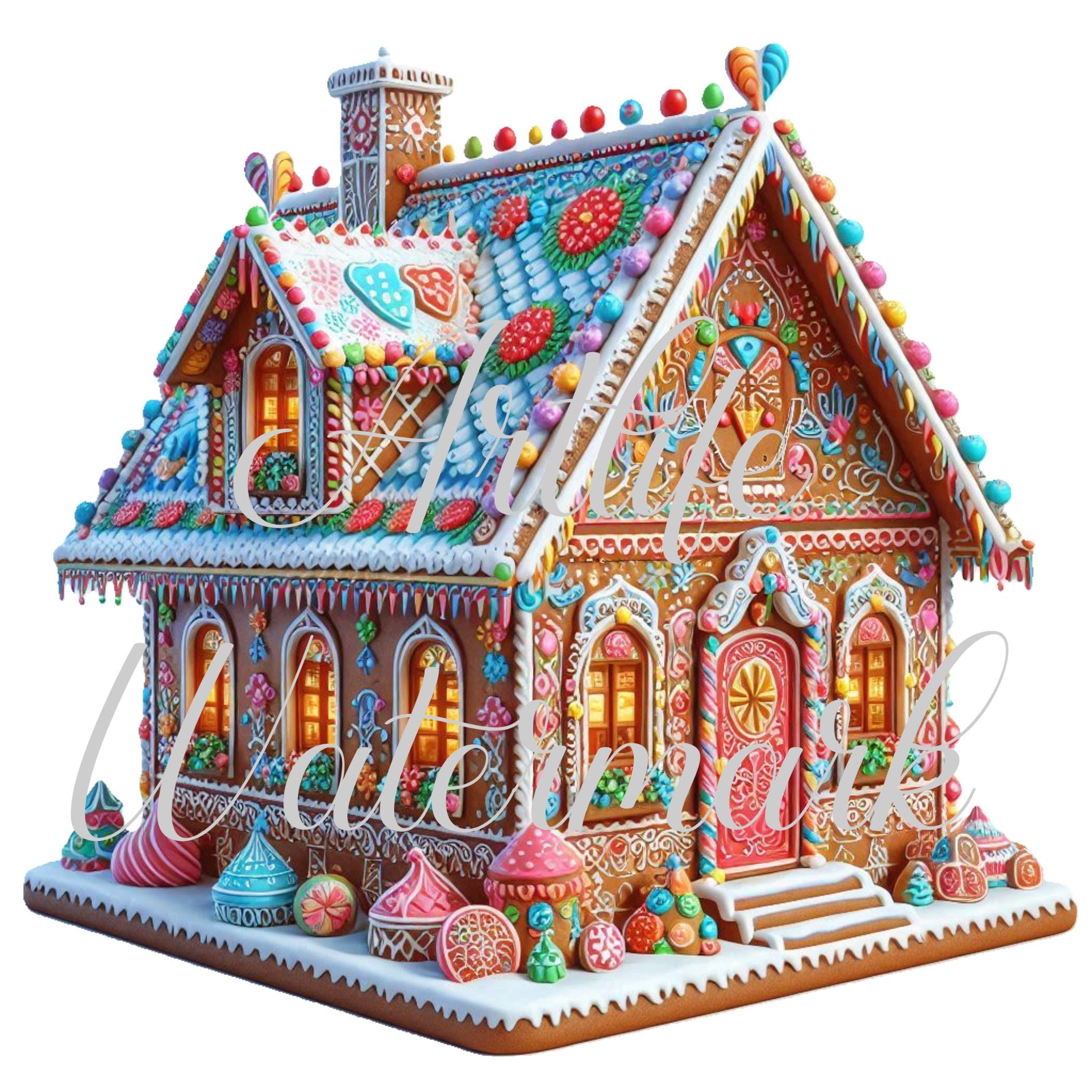Christmas Gingerbread House Clip Art 5 PNG Files 4000 X 4000 Px 01 - Etsy