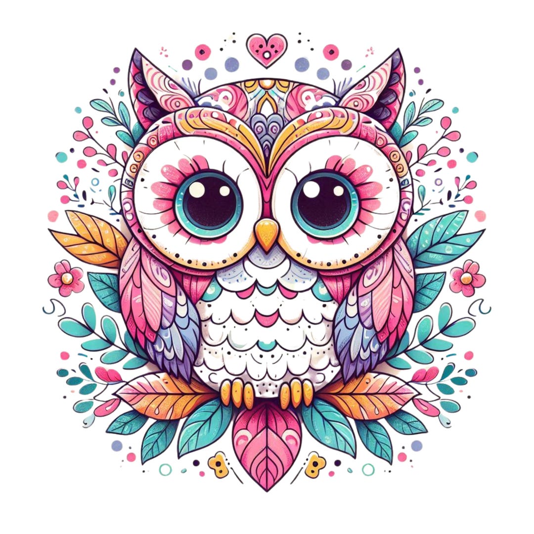 Colorful Owl Designs Clip Art 3000 X 3000 Px 5 Pngs 01 - Etsy