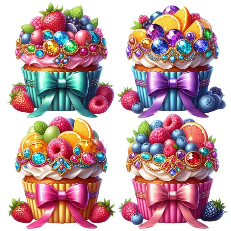 Cute Cupcakes Clip Art 10 Pngs 3000 X 3000 Px 01 - Etsy