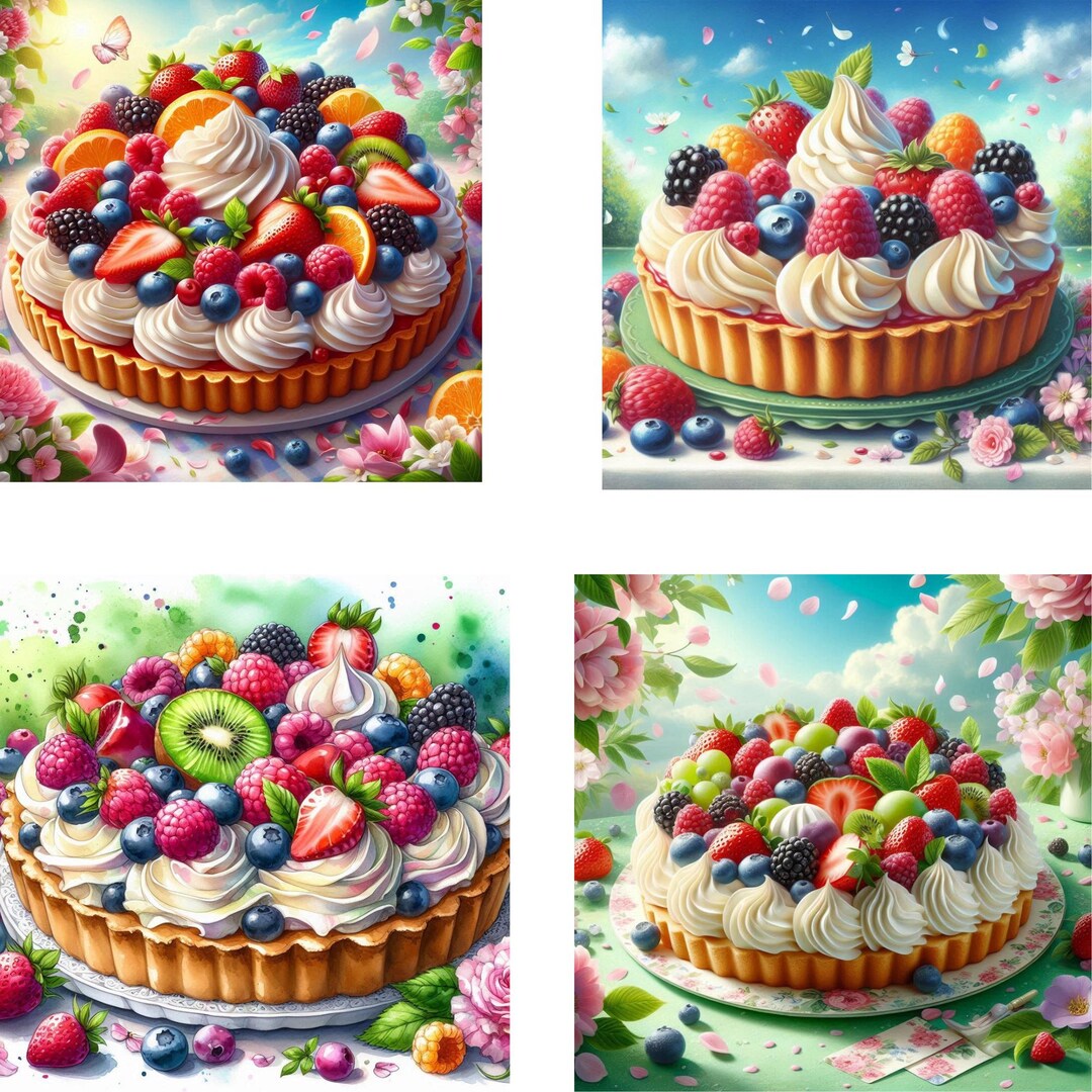 Desserts With Fruit - Clip Art - Set #2- (5 JPEG Files) - Etsy