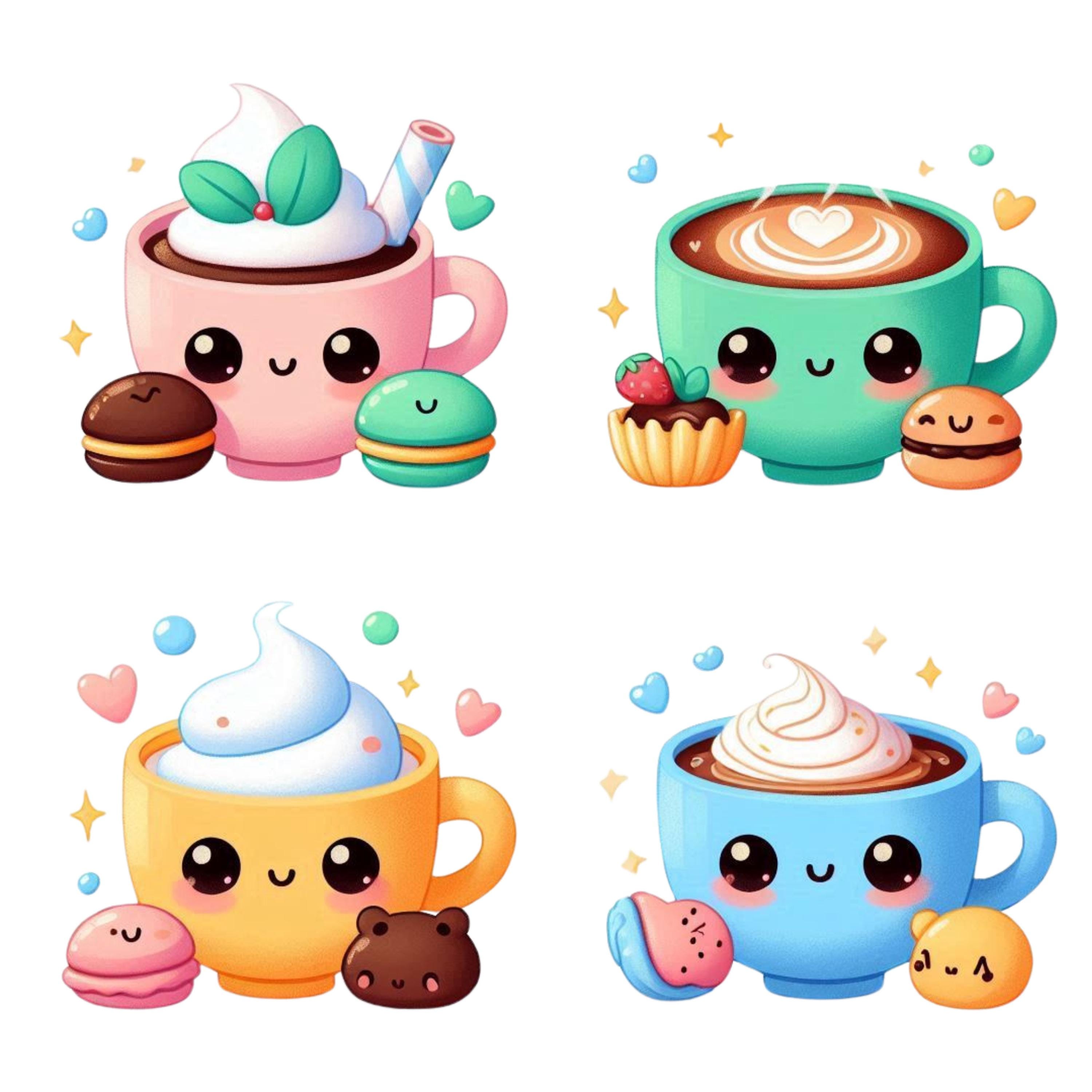 Cute Coffee Cups Set 2 Clip Art 10 PNG Files - Etsy