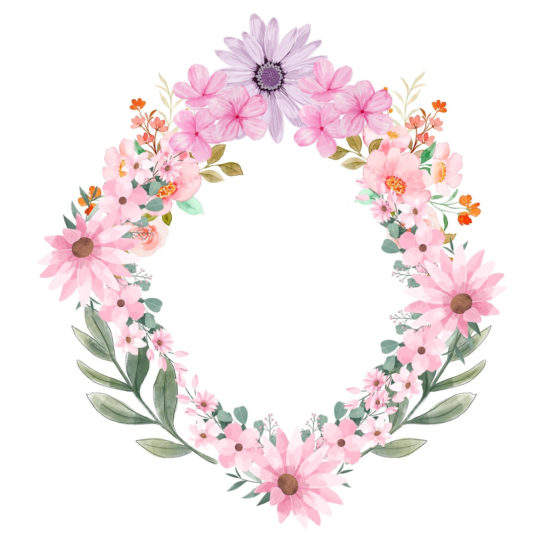 Floral Wreath Art 02 Clip Art 5 PNG Files 2000 X 2000 Px - Etsy