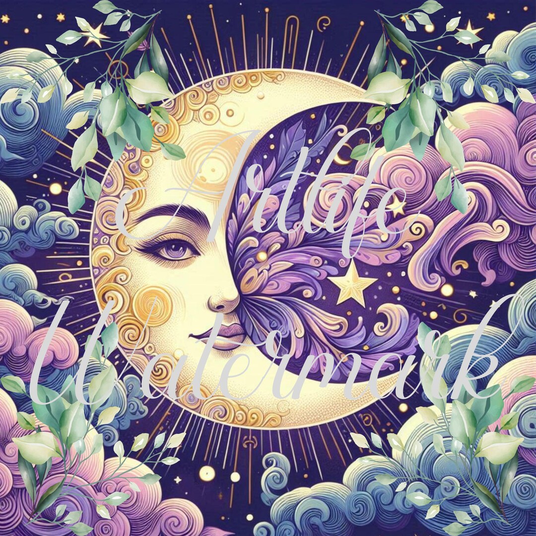 Purple Moon Design 5 Images Printable Bundle Wall Art 25 in X 25 In. 01 ...