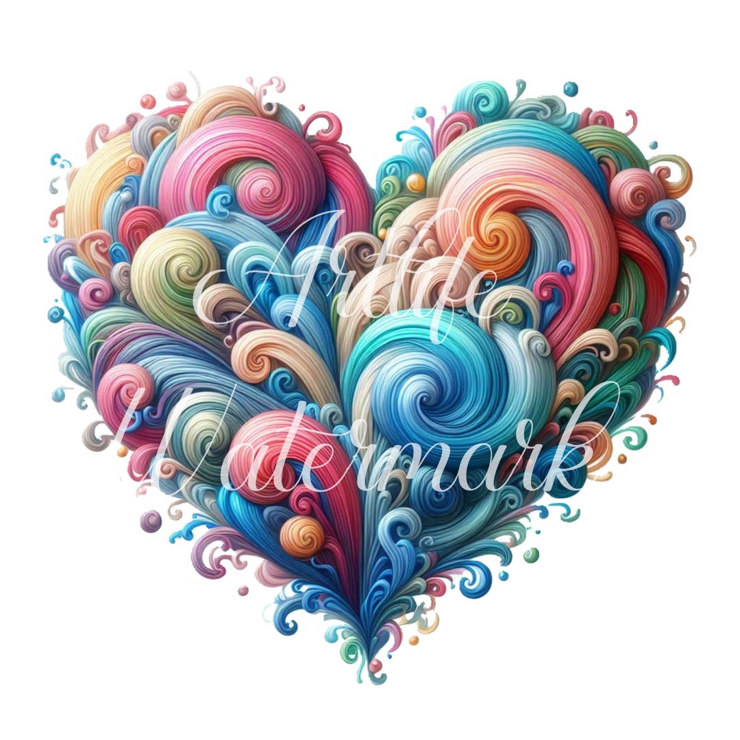 Swirl Heart Clip Art Set 2 9 PNG Files 2400 X 2400 Px - Etsy