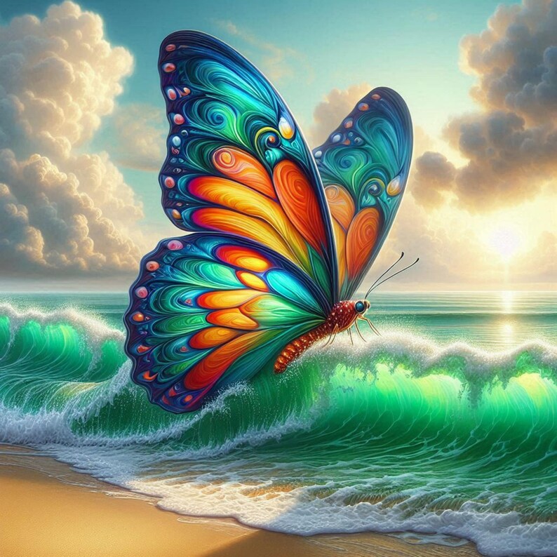 Butterflies Over the Ocean - Clip Art - Set #2 - (5 PNG Files) - 2400 X ...