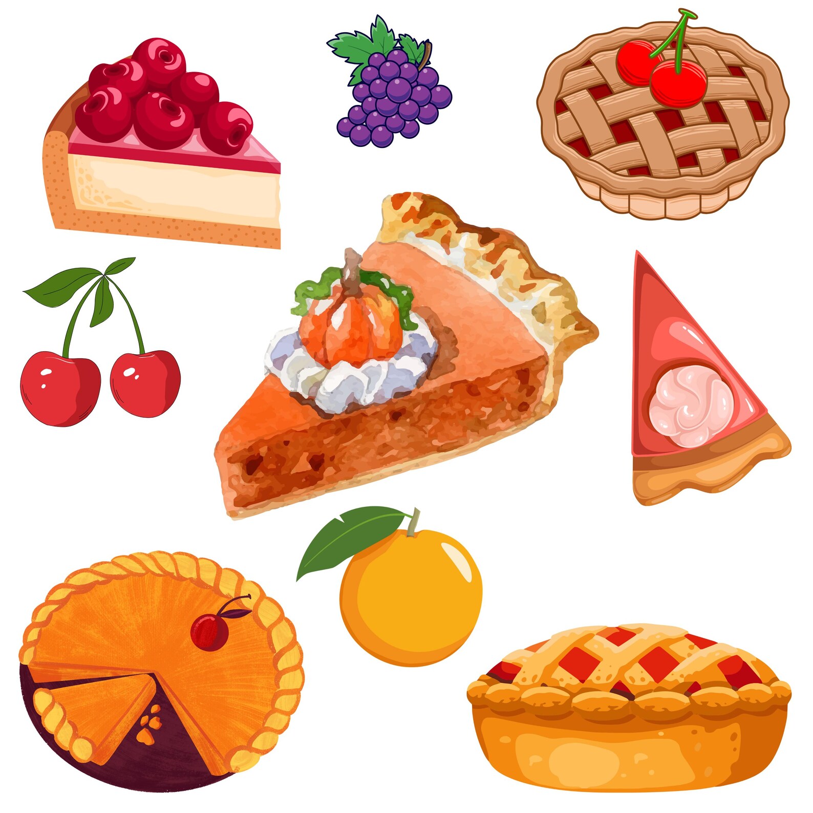 Yummy Pies - Clip Art - Set #1- (5 PNG Files) - Etsy