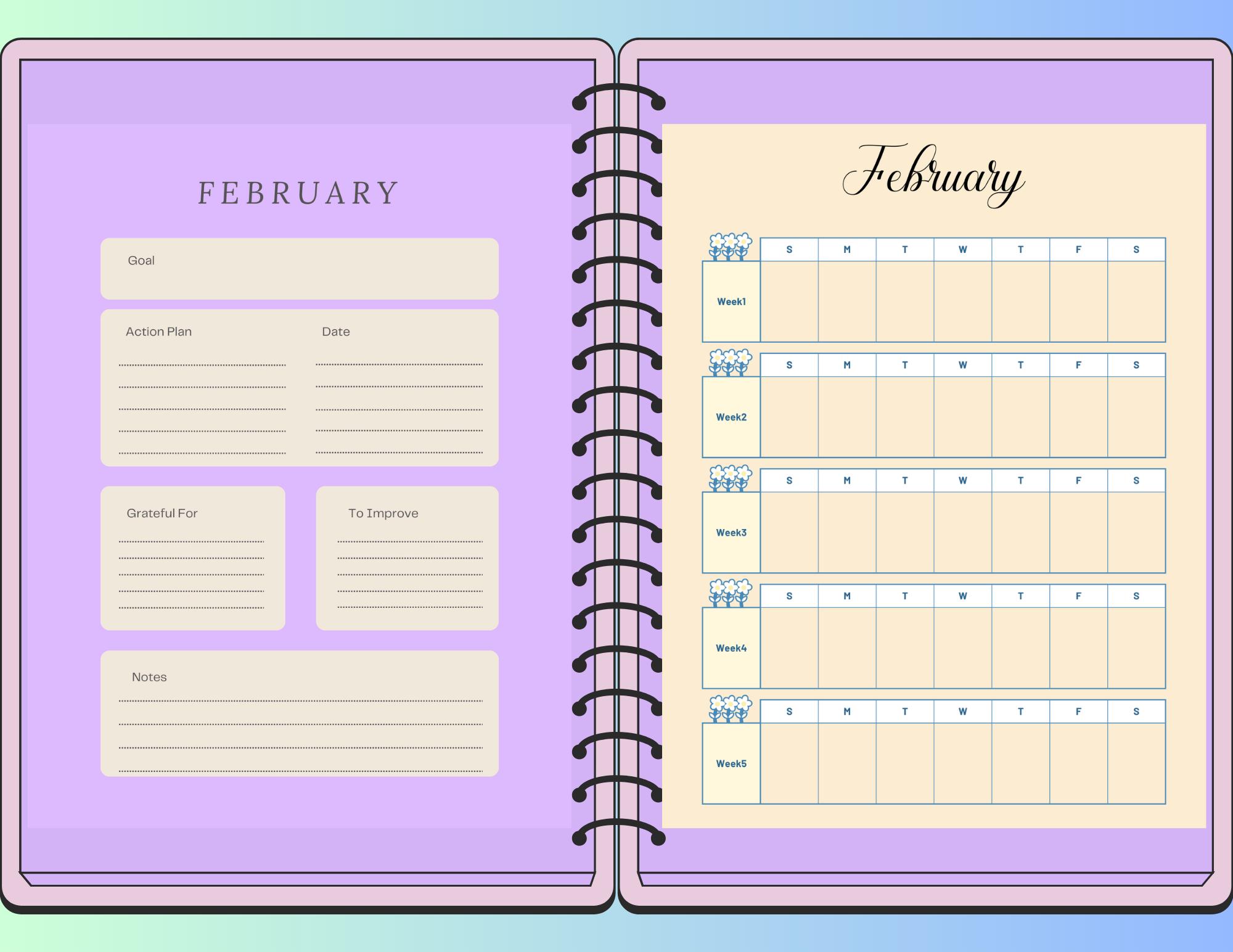 2025 Calendar - 02 - Digital Book - Printable - Etsy