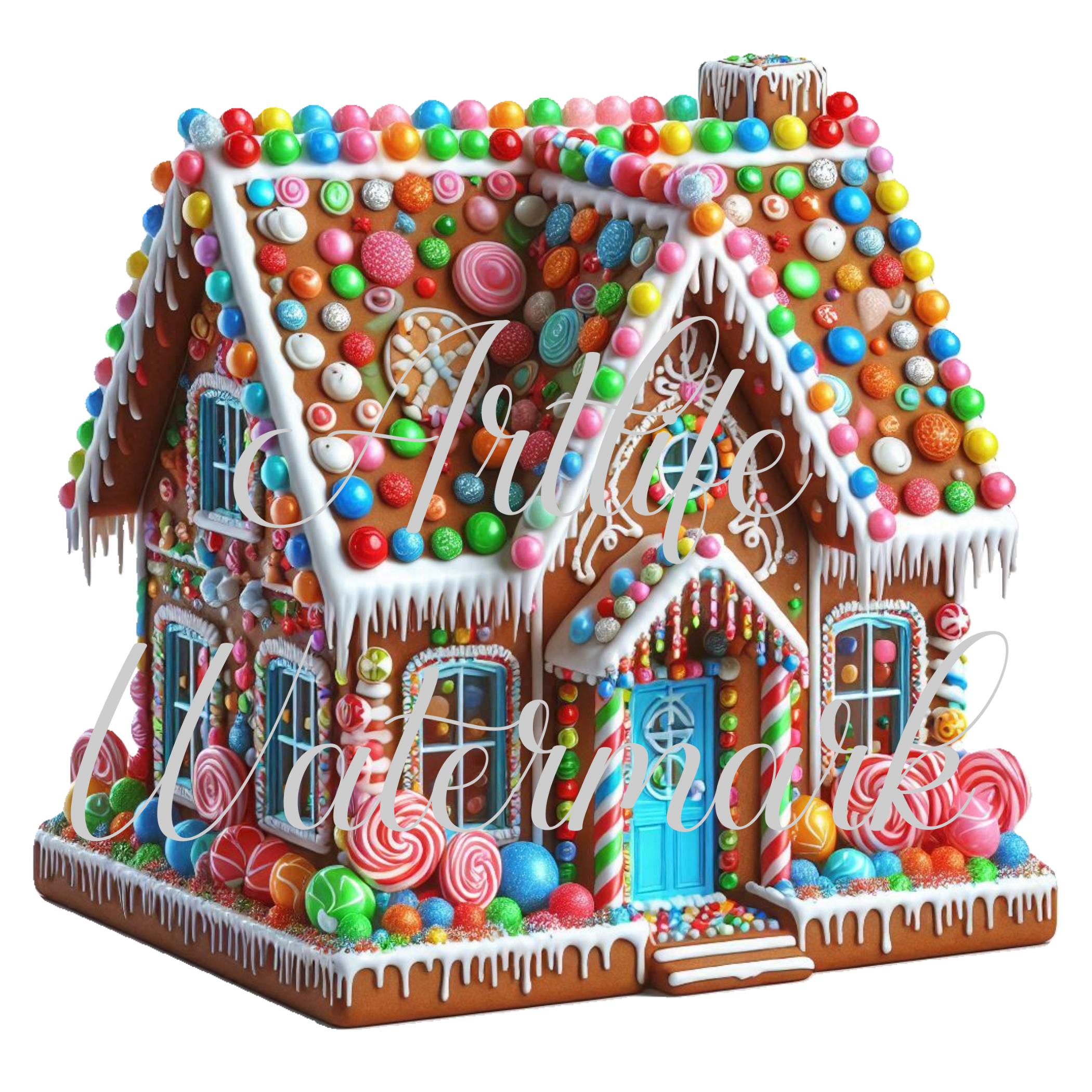 Colorful Christmas Gingerbread House Clip Art 5 PNG Files 4000 X 4000 ...