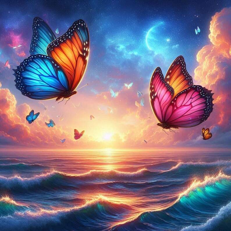 Butterflies Over the Ocean - Clip Art - Set #10 - (5 PNG Files) - 2400 ...