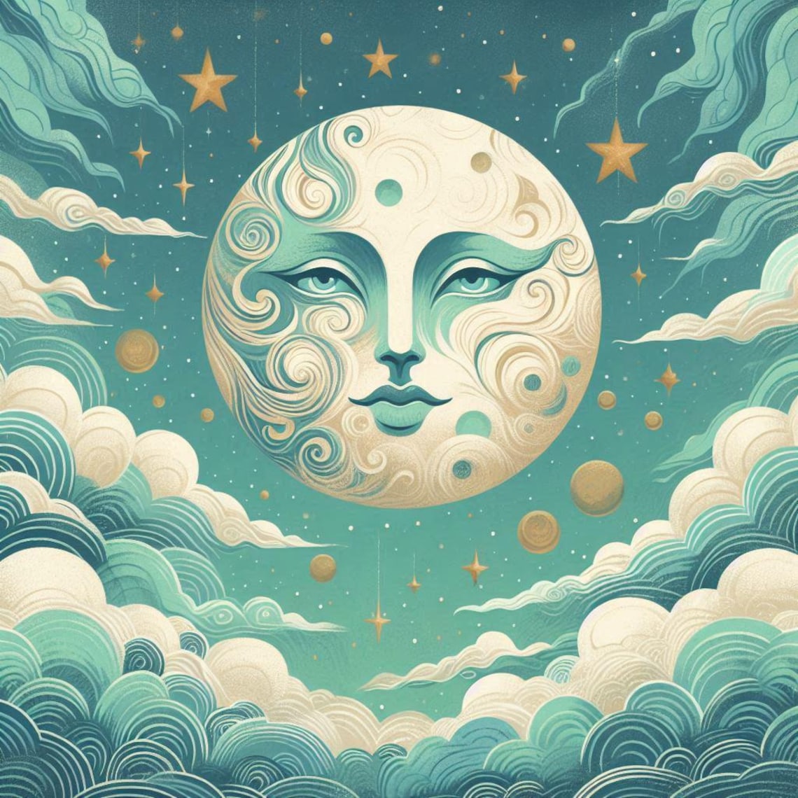 Magical Moons- Clip Art - Set #8 (5 JPEG Files) - 1024 X 1024 Pixels - Etsy