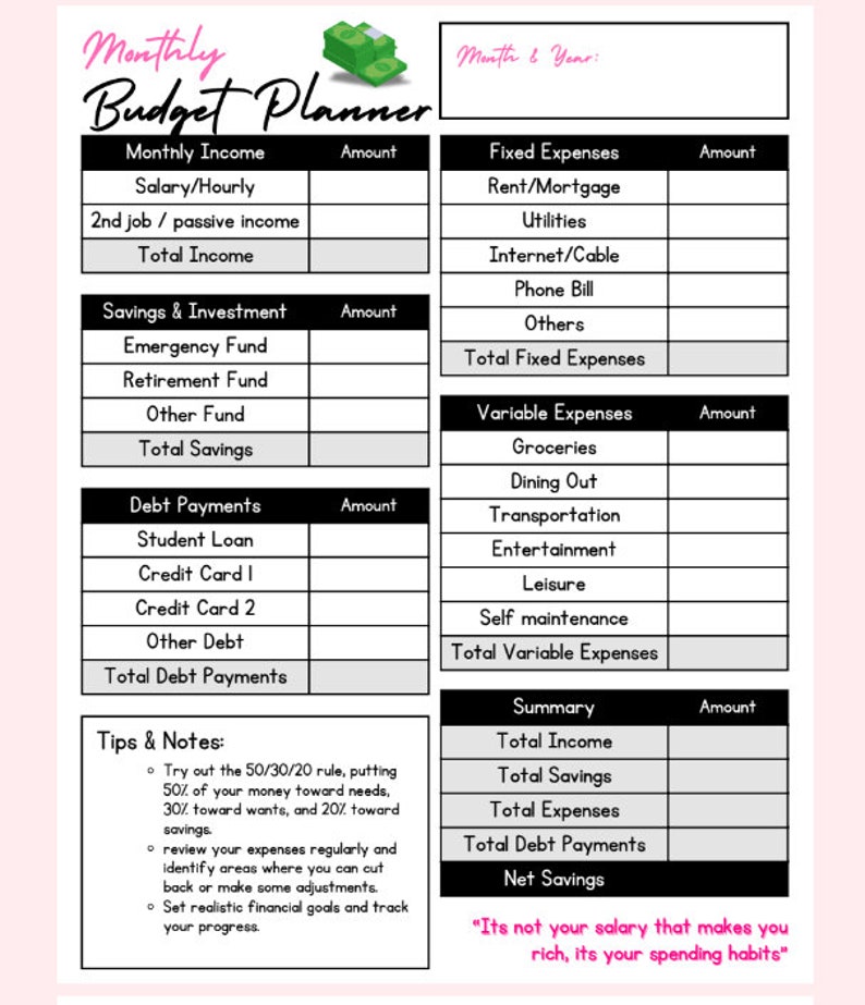 Simple Digital Budget Planner , Budget Planner - Etsy