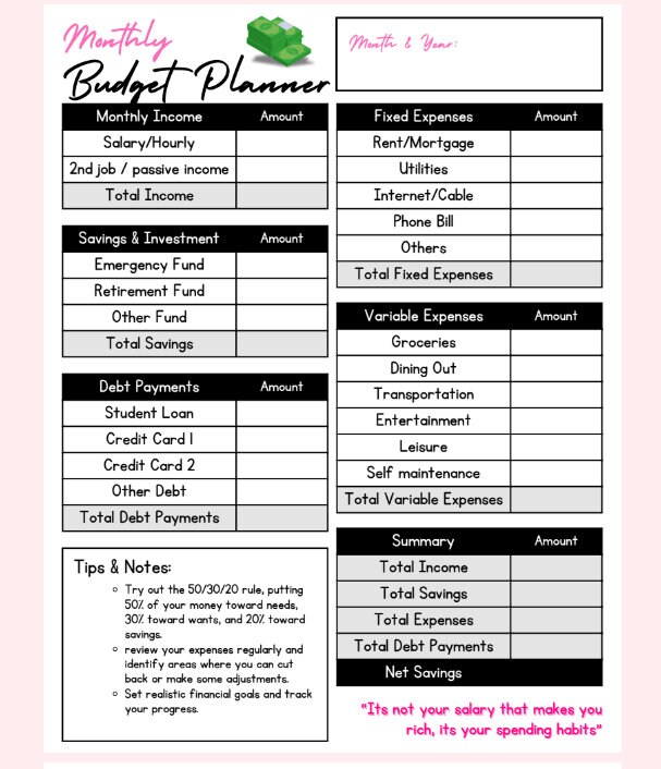 Simple Digital Budget Planner , Budget Planner - Etsy