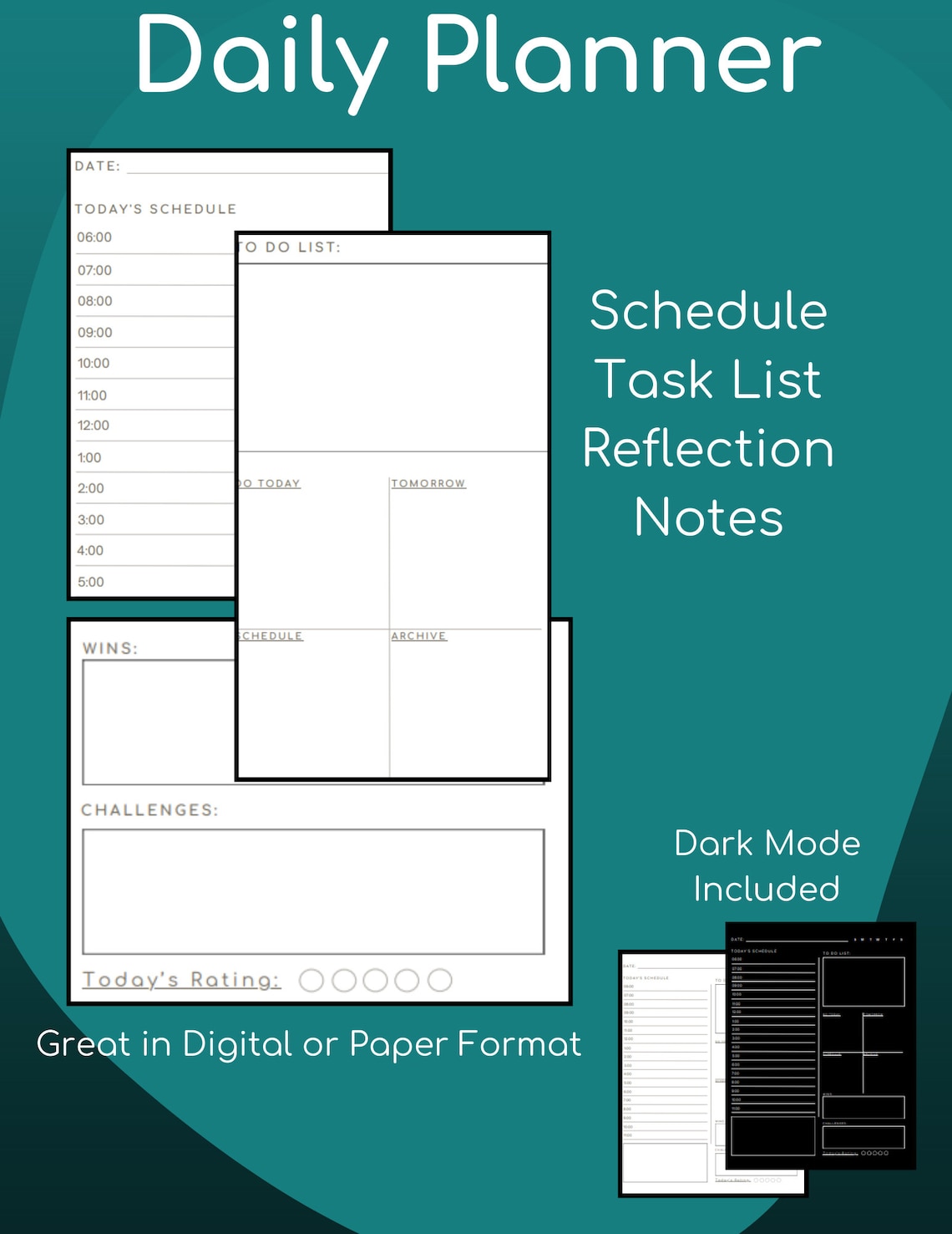 Daily Planner With Schedule, to Do List, and Space for Reflection to ...
