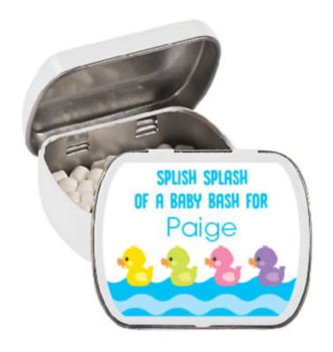 24 Personalized Rubber Ducky Themed Mint Tins (with Mints) Baby Shower ...