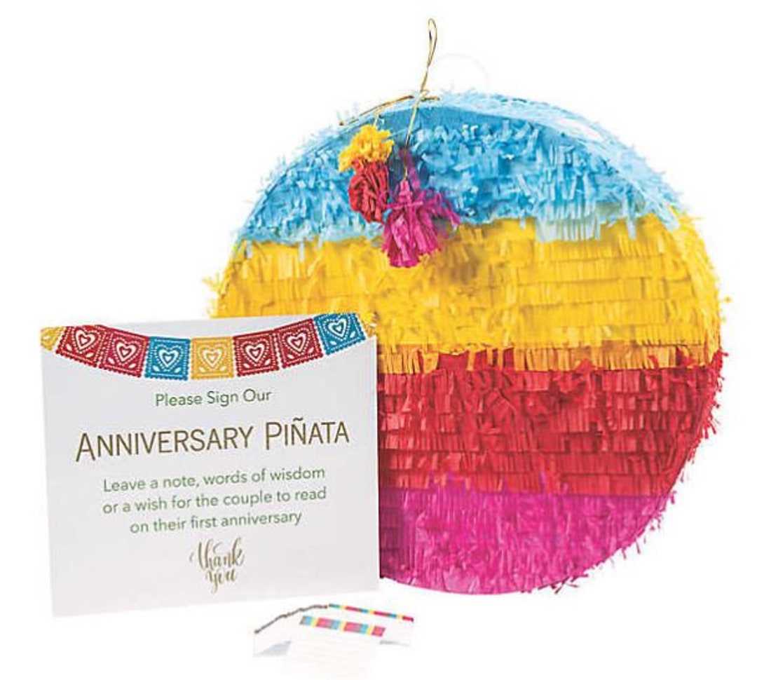 Colorful Anniversary Pinata With Sign Fun Wedding Guest Book ...