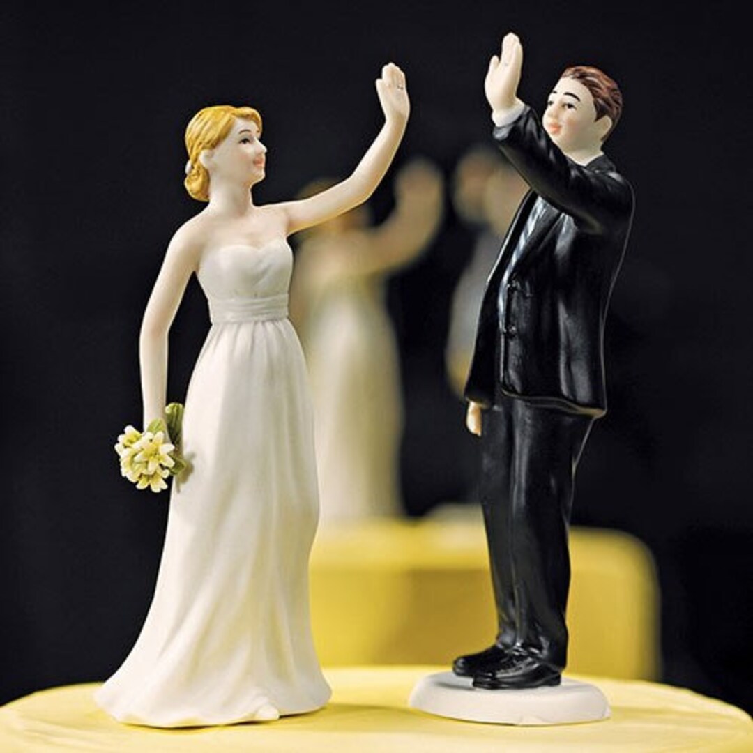 Custom Hair Color High Five Bride and Groom Fun Wedding Cake Topper - Etsy