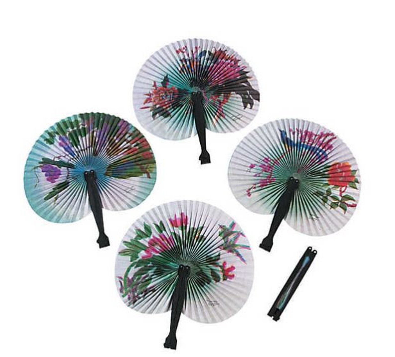 Set of 12 Assorted Asian Folding Fans Bridal Shower Outdoor | Etsy