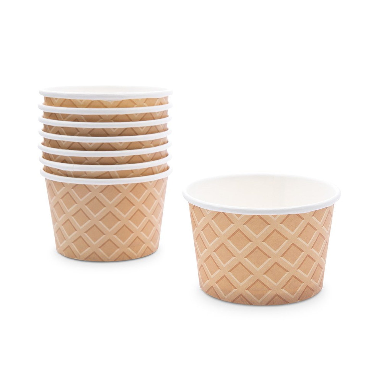 Set of 8 Disposable 8oz Waffle Design Paper Cups | Etsy