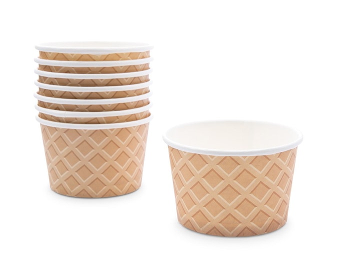 Set of 8 Disposable 8oz Waffle Design Paper Cups - Etsy
