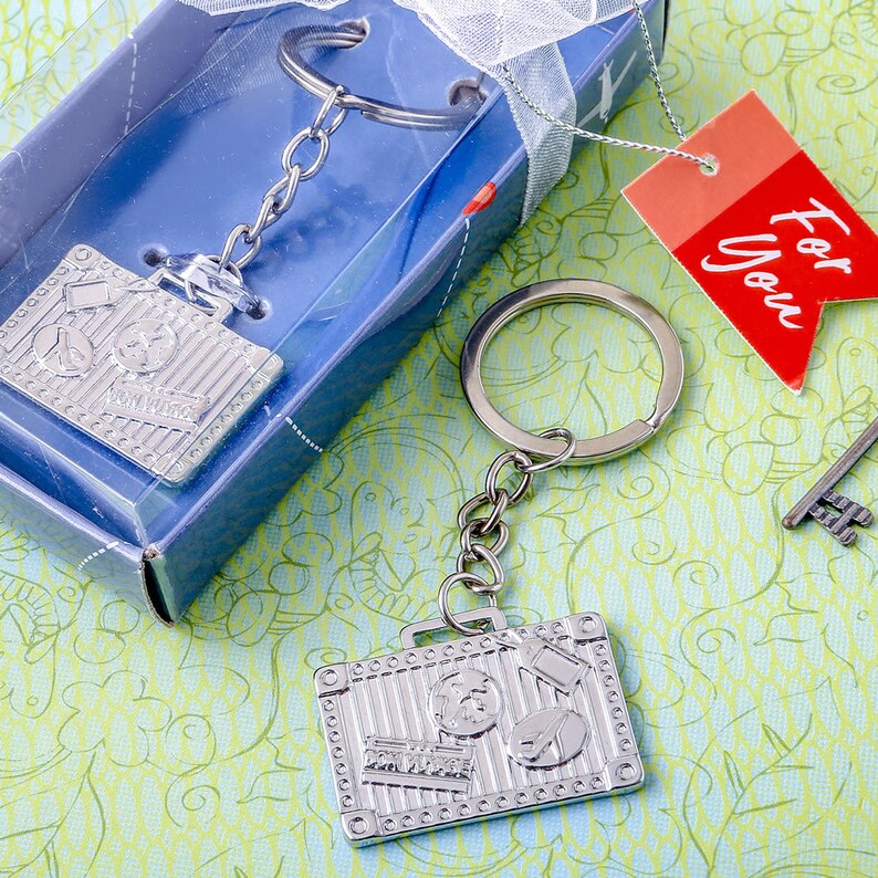 48 Gold or Silver Suitcase Luggage Keychains With Optional - Etsy