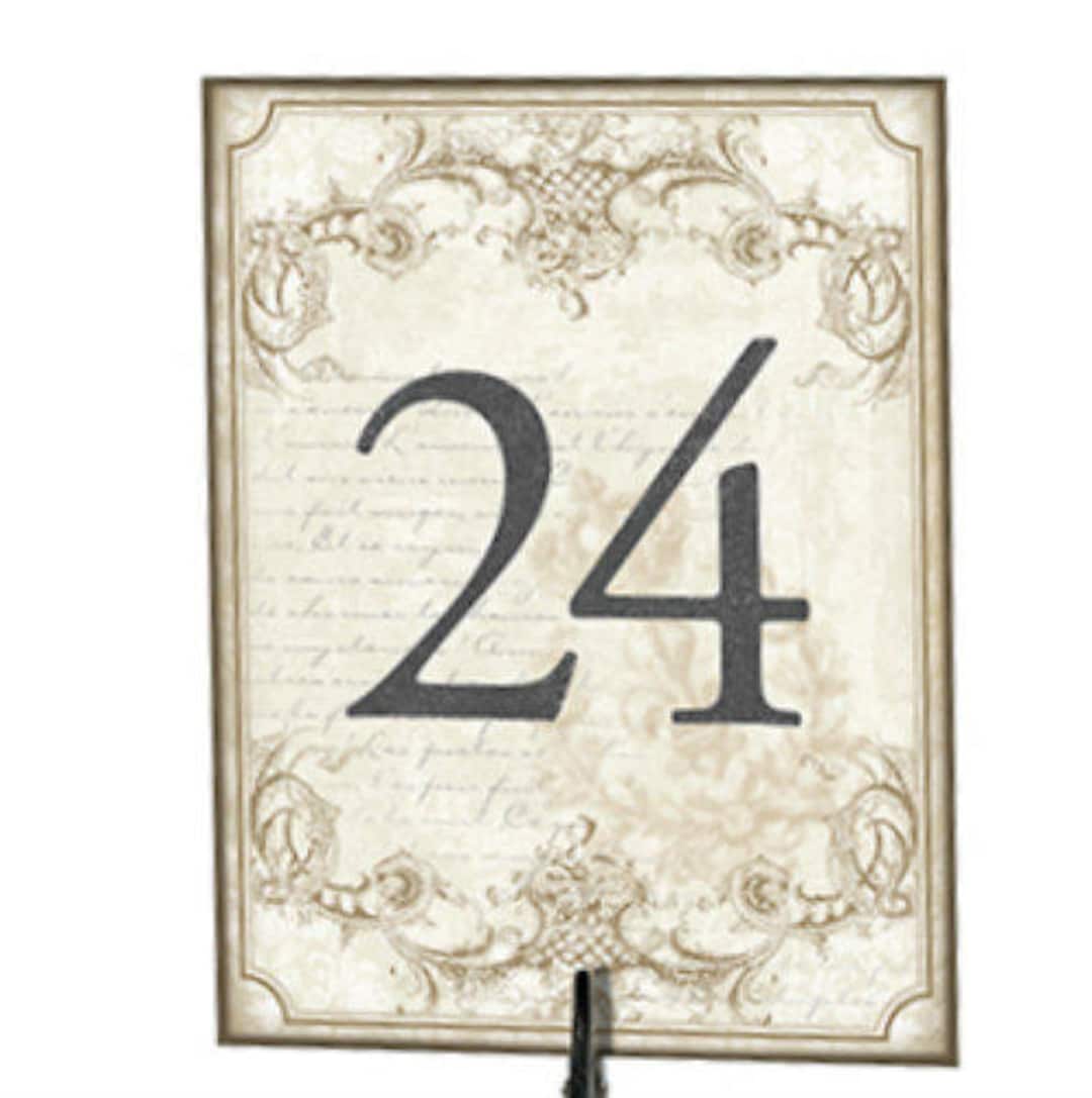 1-24 Vintage Gold Wedding Table Numbers - Etsy