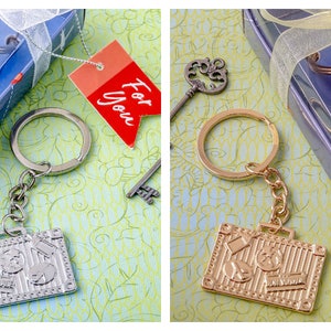 48 Gold or Silver Suitcase Luggage Keychains With Optional Personalized ...