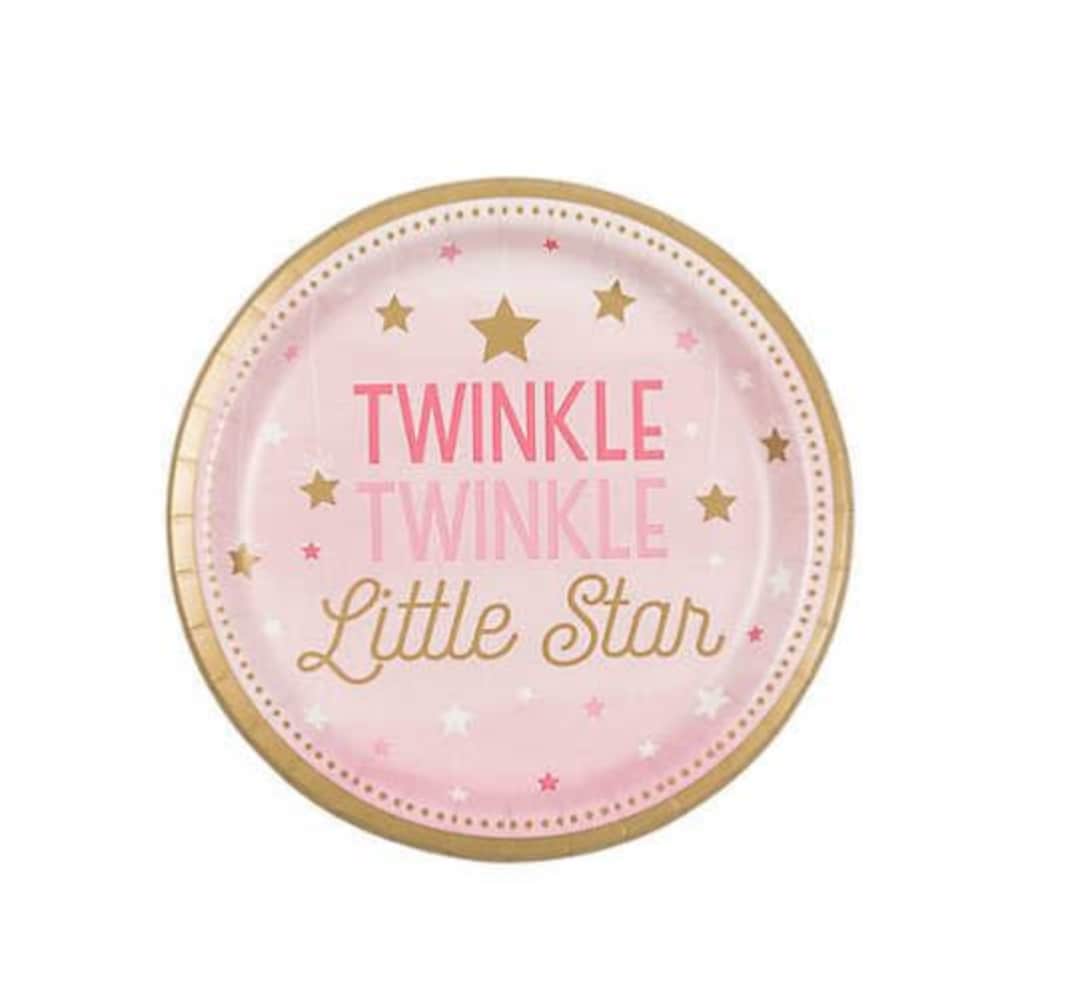 Set of 24 Twinkle Twinkle Paper Dessert Plates Baby Shower Decorations ...