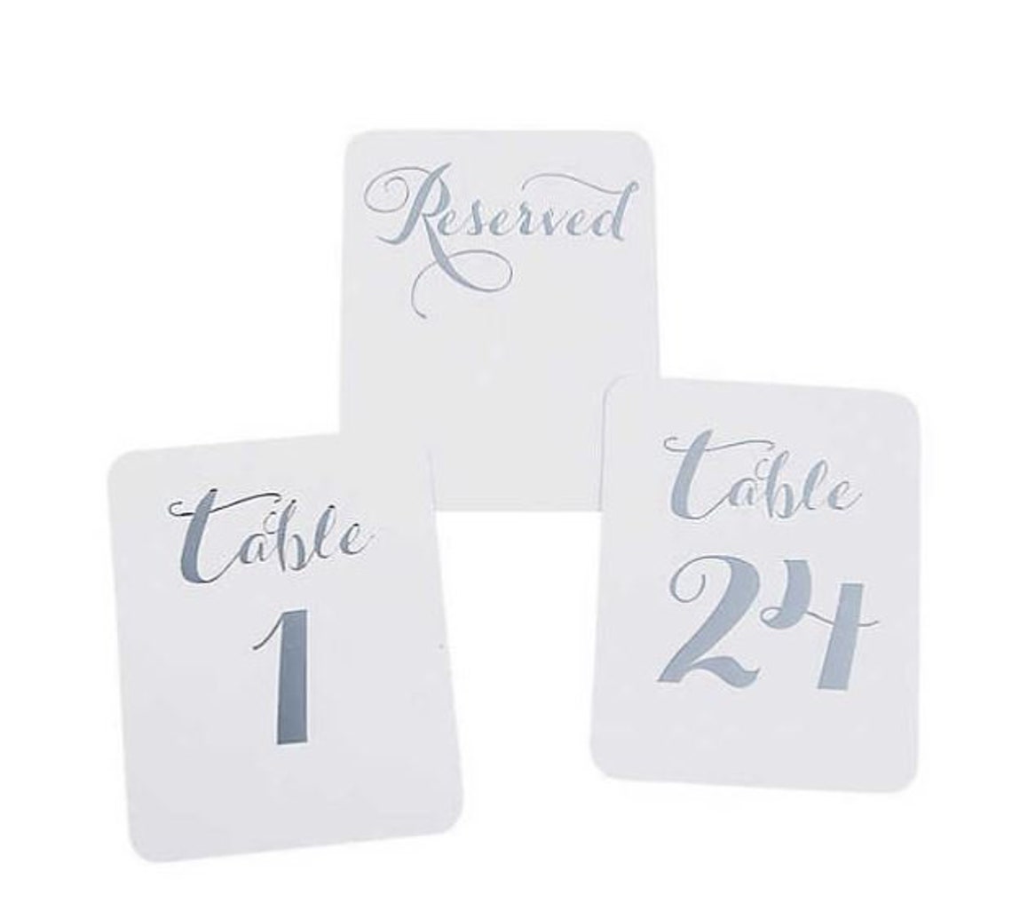 Set of 24 Table Numbers With 4 Additional Reserved Signs Event Wedding ...