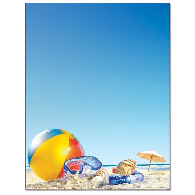 25 or 100pk Beach Ball Beach Themed Summer Letterhead Stationery - Etsy