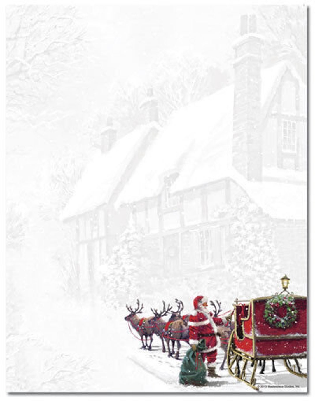 80pk Santa and His Sleigh Winter Holiday Christmas Letterhead ...