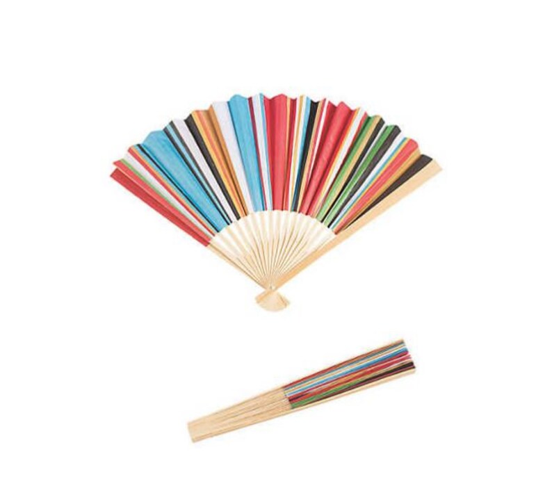 Set of 12 Colorful Fiesta Folding Paper Fans Bridal Shower - Etsy