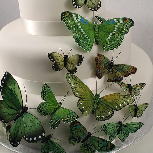 Set of 24 Colorful Wedding Cake Butterflies Wedding Cake Decorations ...