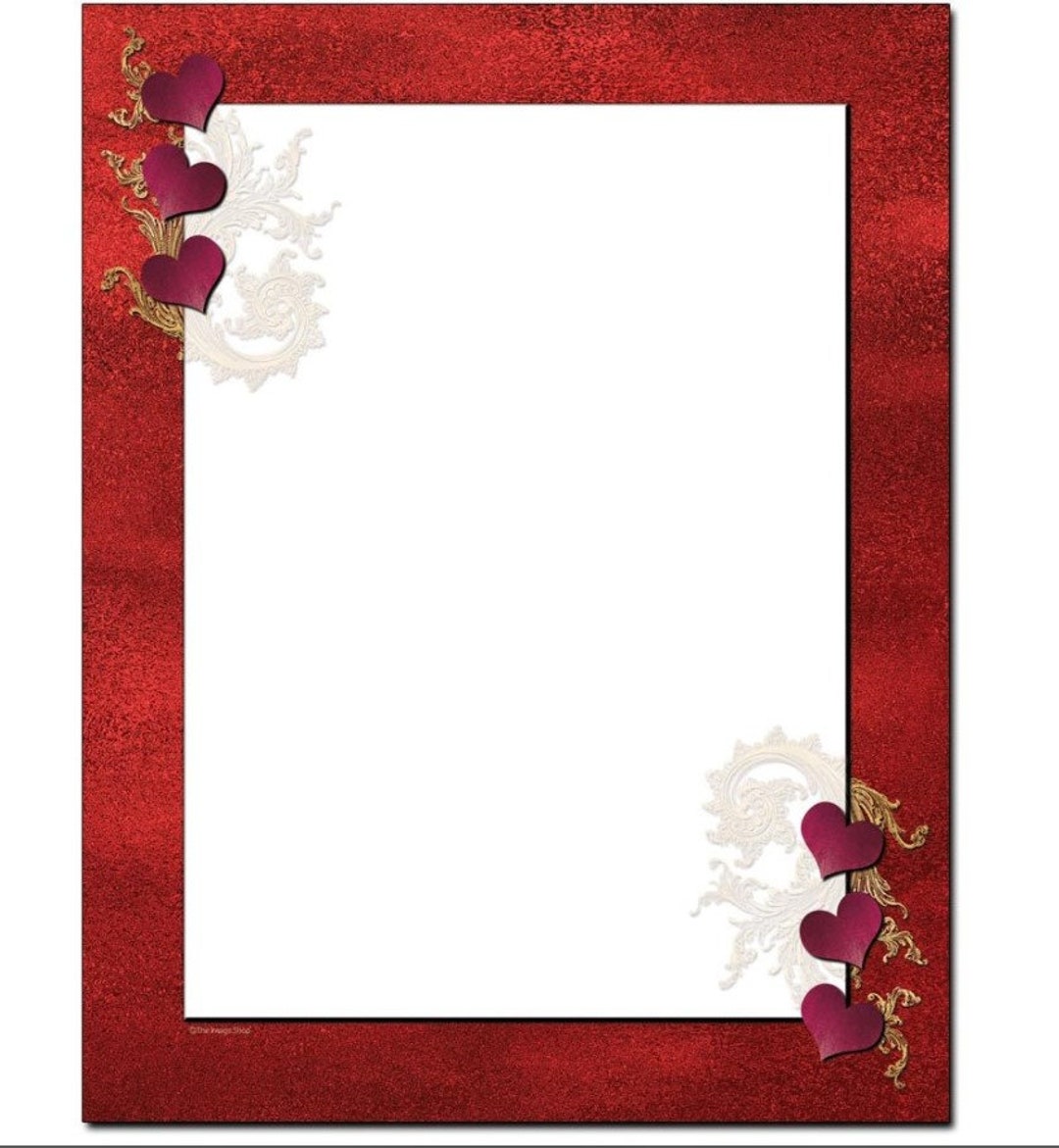 25 or 100pk Red Velvet Hearts Bridal Shower Wedding Letterhead Stationery - Etsy