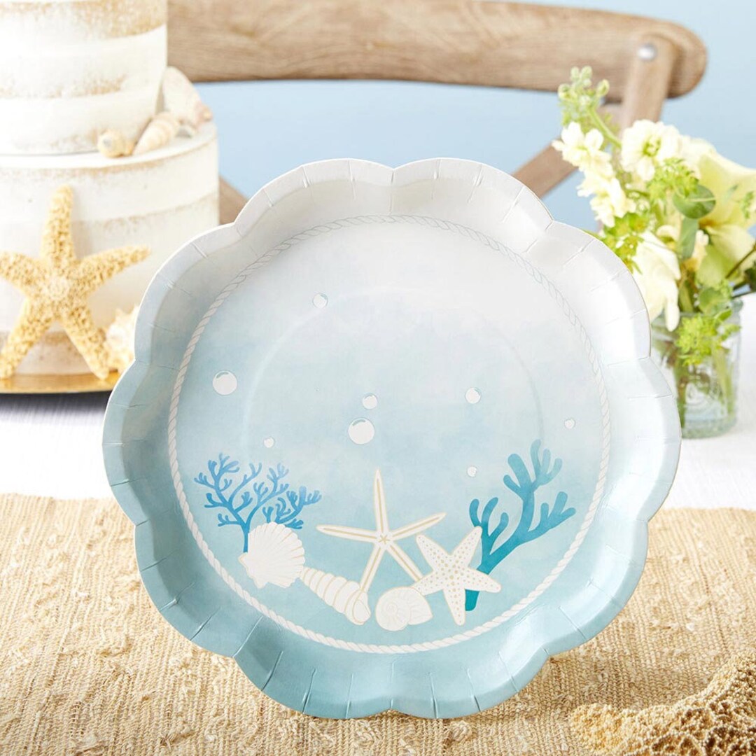 Set of 16 Beach Party Tropical Beach Themed 9" Paper Plates Bridal ...