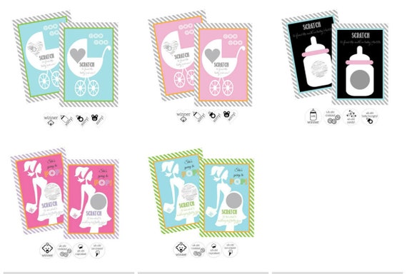 Set of 12 Baby Themed Scratch off Game Cards Baby Shower - Etsy