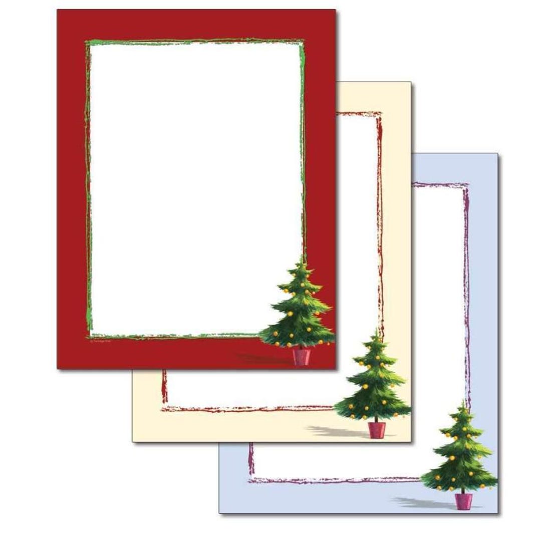 25 or 100pk Whimsical Tree Christmas Winter Holiday Themed Letterhead ...