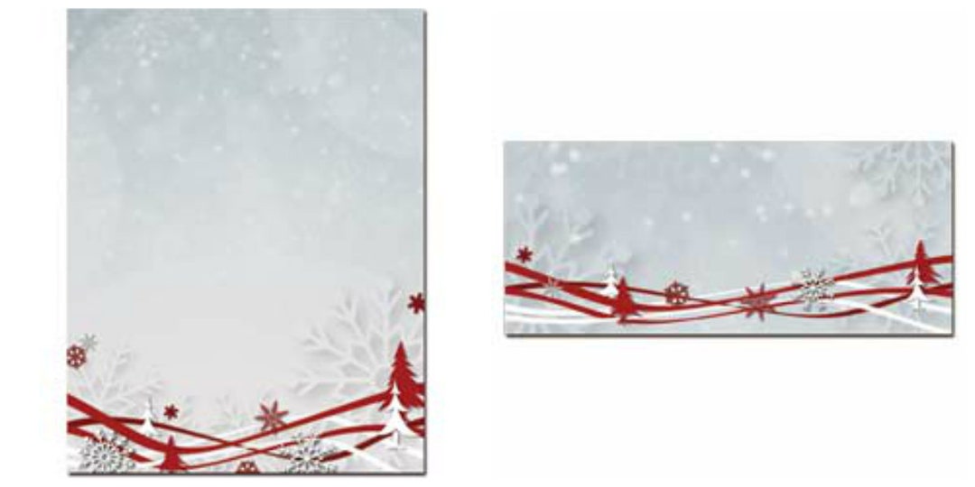 25 or 100pk Snowflakes and Ribbons Winter Holiday Christmas Letterhead ...