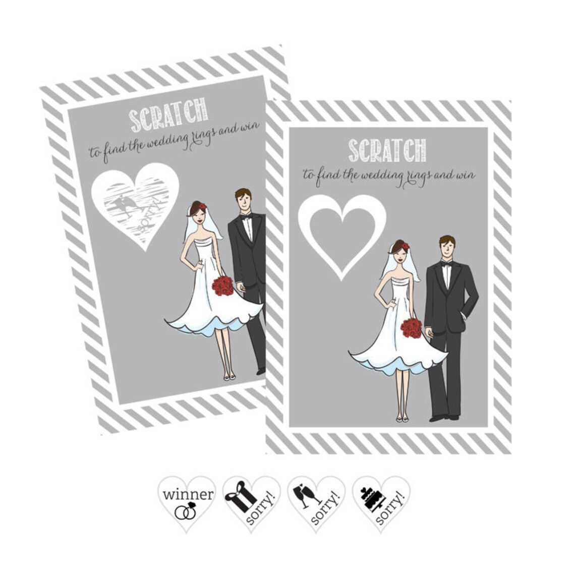 Set of 12 Wedding Themed Scratch off Game Cards Bridal Shower - Etsy
