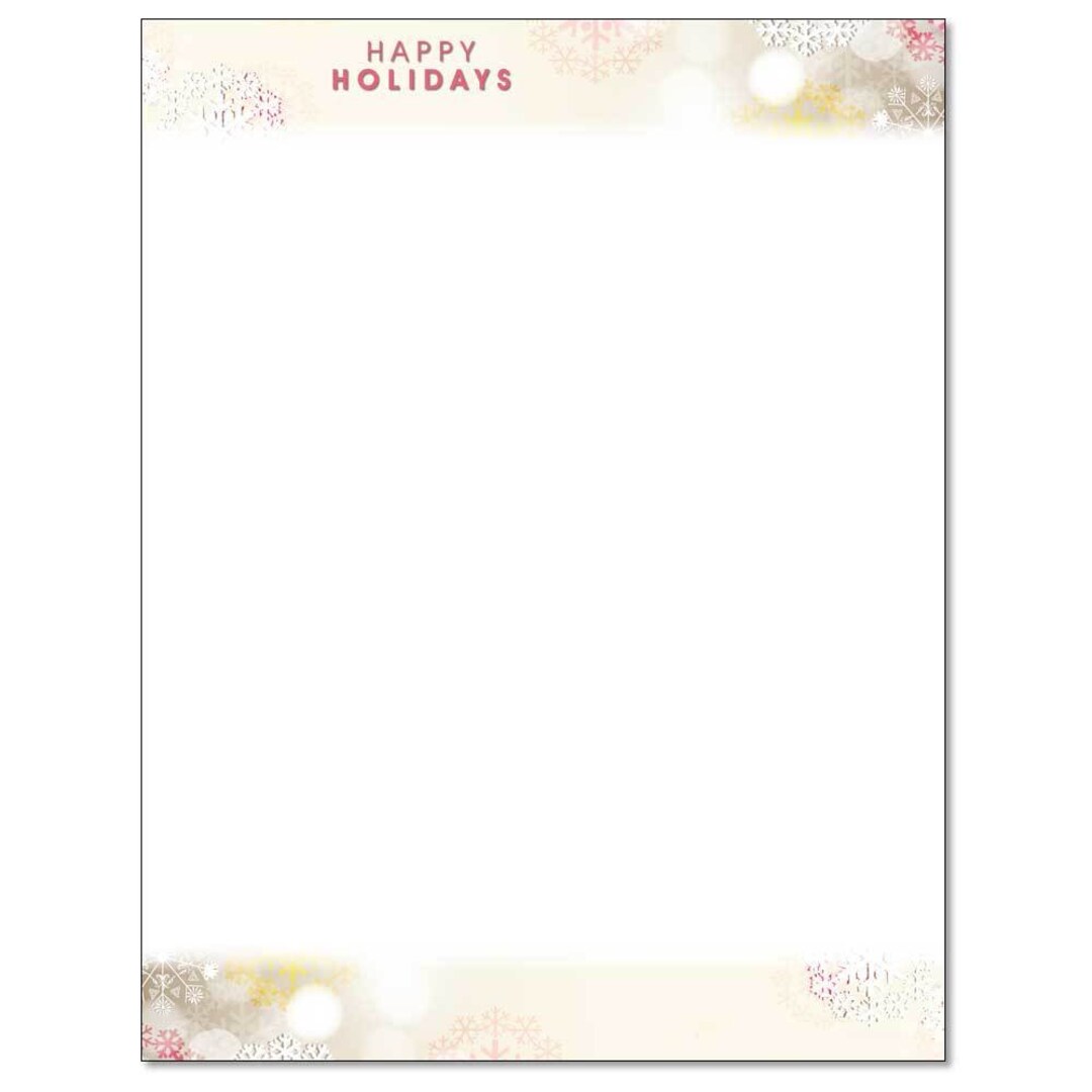 25 or 100pk Happy Holidays Flakes Winter Holiday Themed Letterhead ...