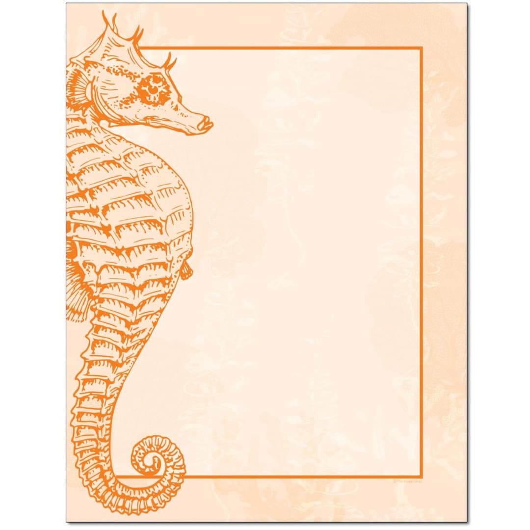 25 or 100pk Seahorse Ocean Themed Letterhead Stationery - Etsy