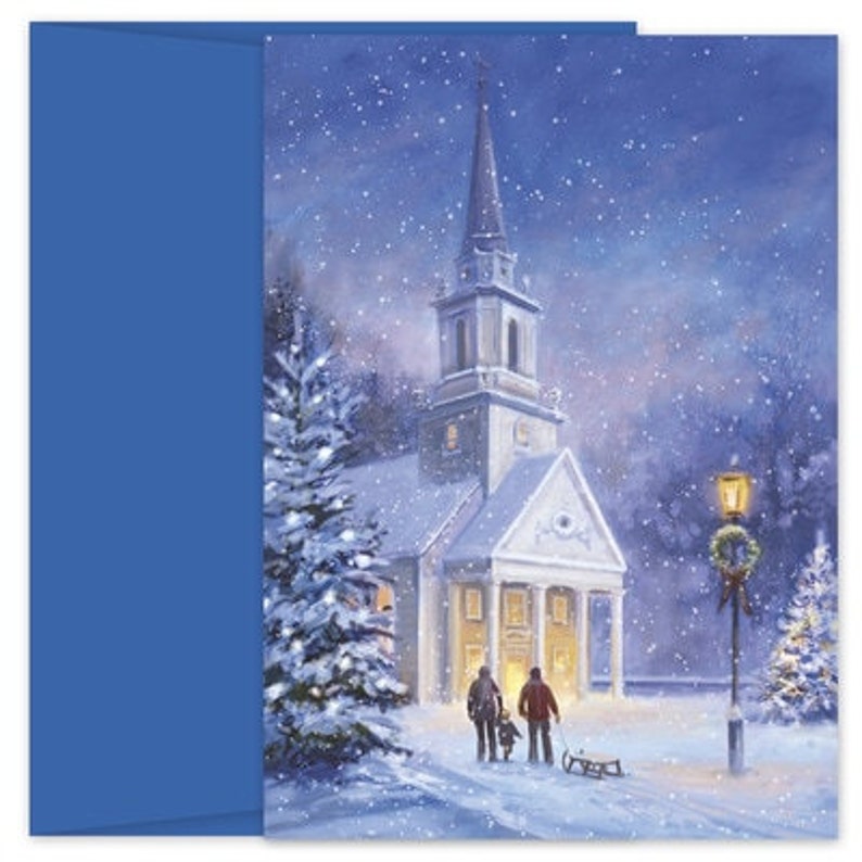 Box of 16 Snowy Church Religious Holiday Christmas Cards - Etsy