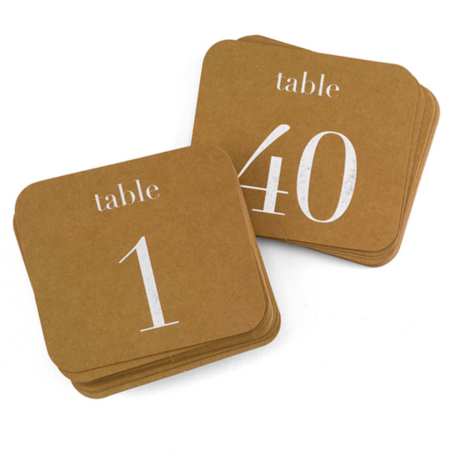 1-40 Kraft Table Numbers With Gold or Silver Foil Wedding - Etsy