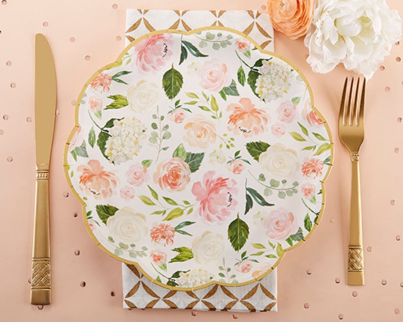 Set of 24 Floral Paper Plates Bridal Shower Decorations - Etsy