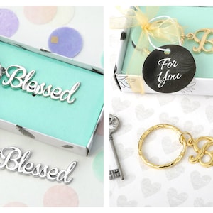 Gold or Silver Blessed Keychain Bridal Shower Wedding Favors - Etsy